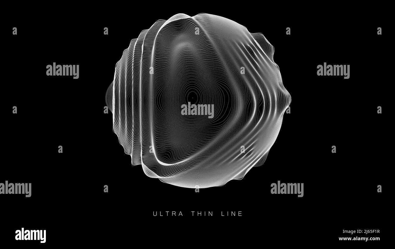 Ultra thin line fluid geometry. Dynamic vector distorted spheres Stock ...