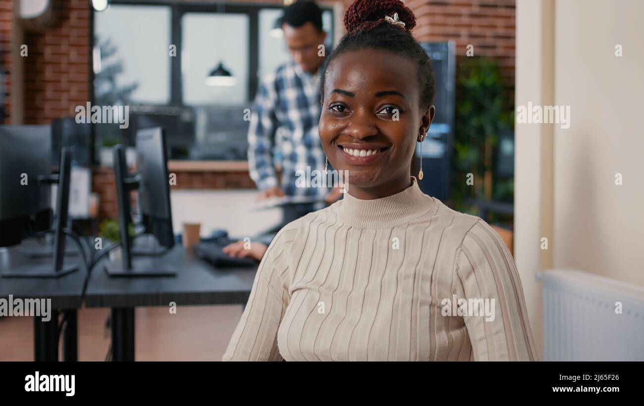 Portrait african american programer sitting hi-res stock photography ...