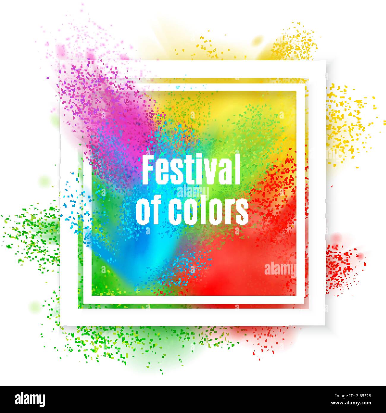 Holi paint realistic frame composition with text inscribed in square ...