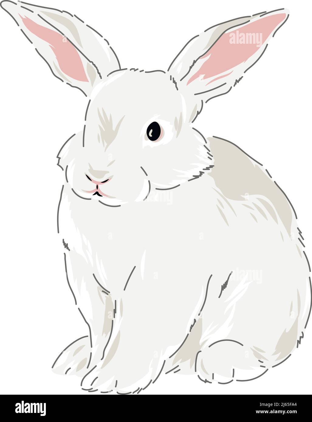 Cute spring Easter bunny hand drawn vector illustration isolated on ...