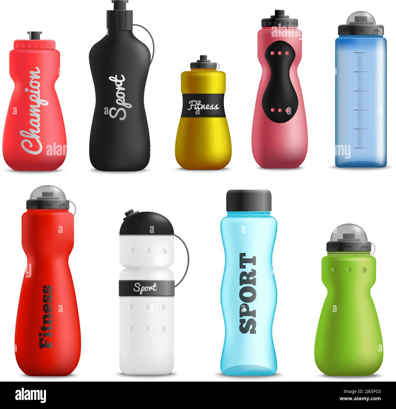 Fitness running and sport water bottles various shapes size and colors ...