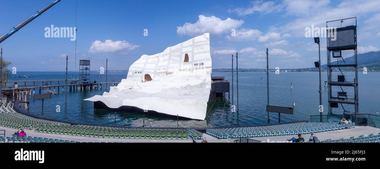 BREGENZ, AUSTRIA - APRIL 27, 2022: Opera house on the water in Bregenz ...