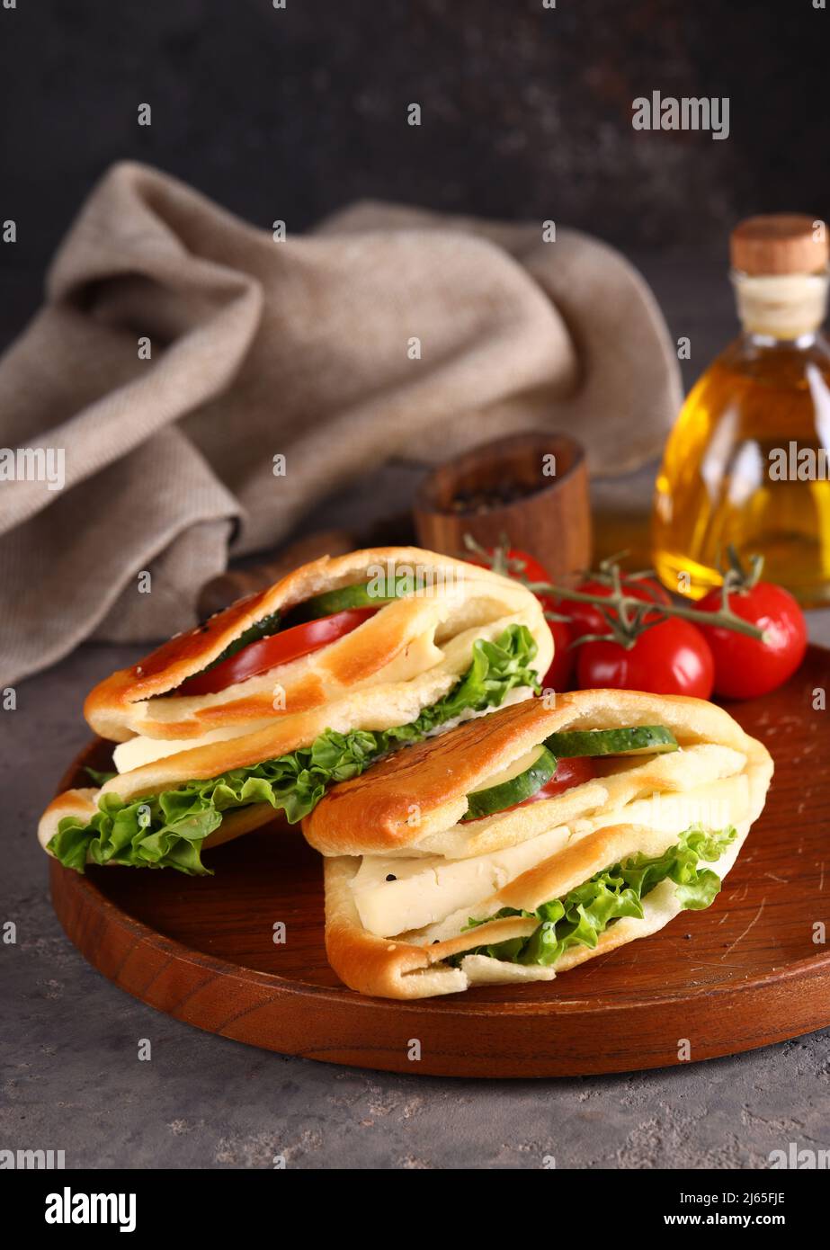 stuffed pita bread lunch healthy food Stock Photo - Alamy