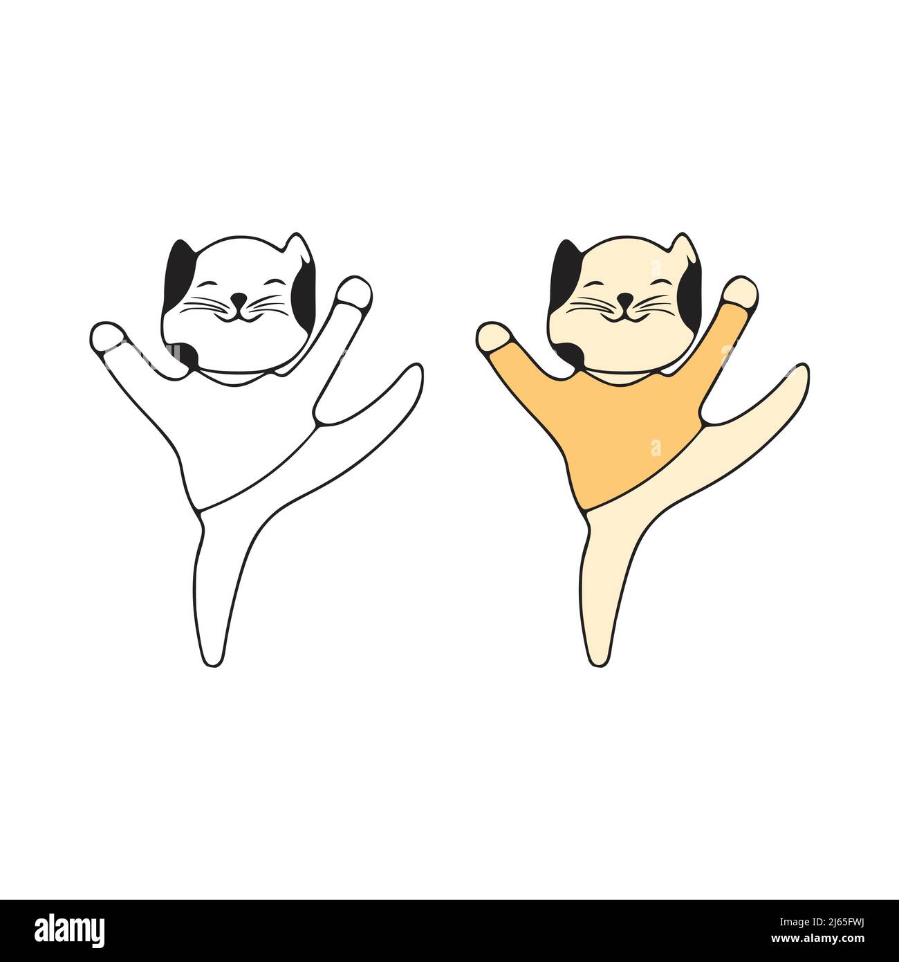 Funny cat doodle icon. Cute pets vector art on white background Stock ...