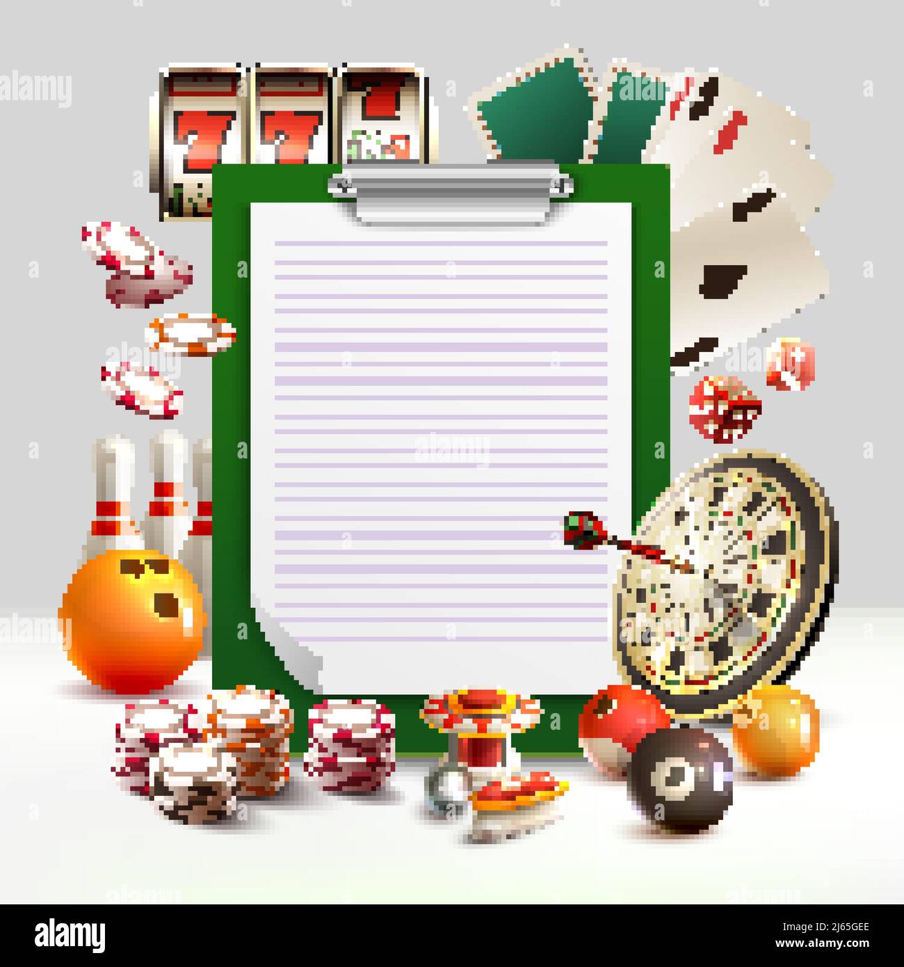 Games realistic 3d composition notepad with lined pages and different ...