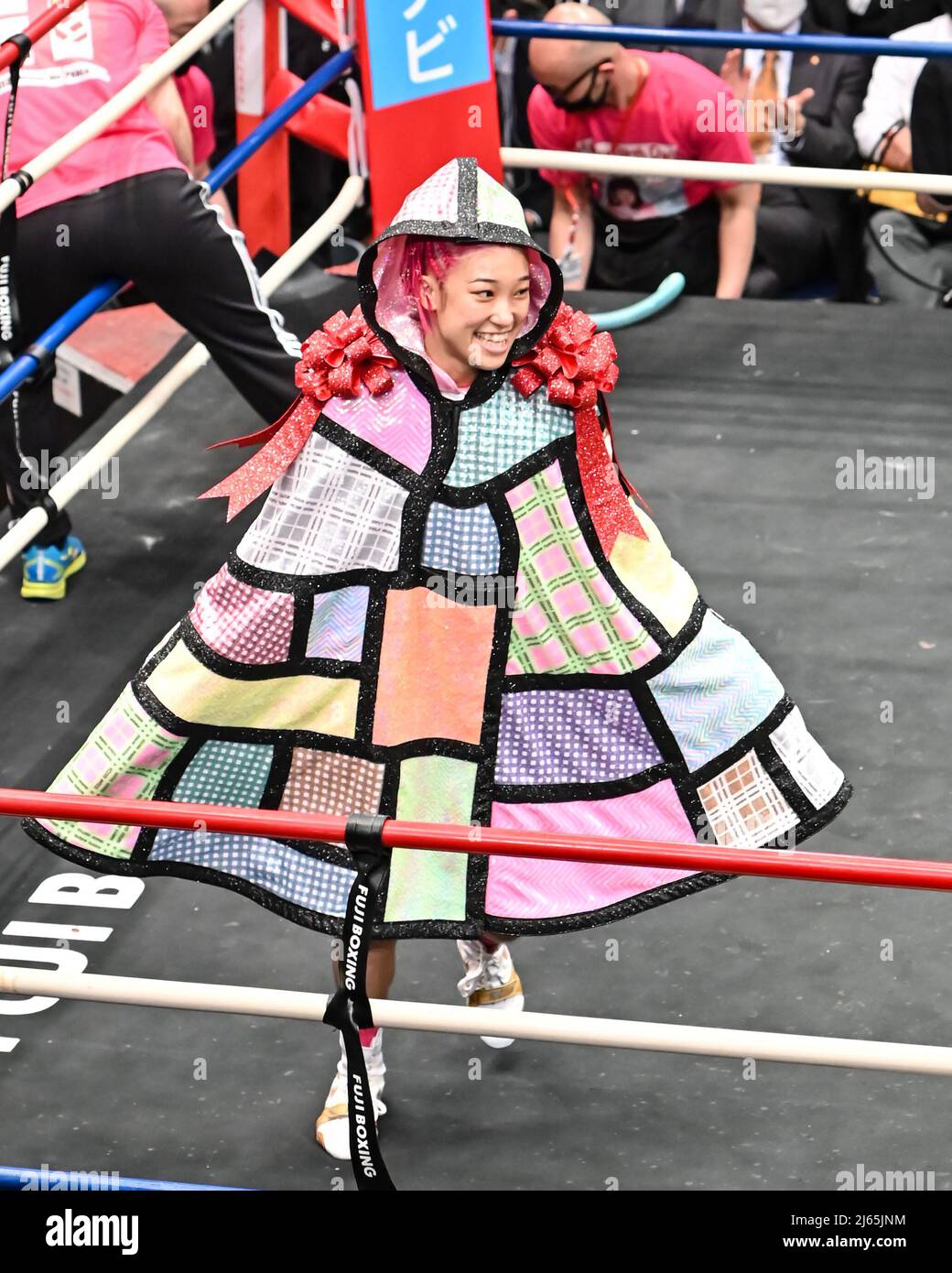 Tokyo, Japan. 12th Apr, 2022. Mizuki Hiruta enters the ring before the ...