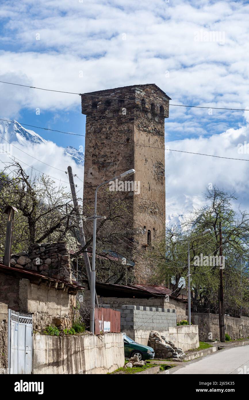 Traditional ancient Svan Towers in Upper Svaneti, Caucasus. Traveling ...