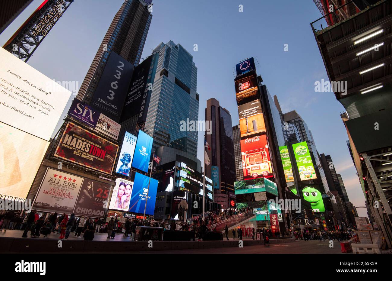 Dusk in Times Square, Midtown Manhattan New York USA Stock Photo - Alamy