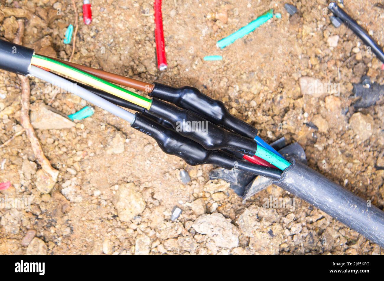 damaged underground cables when digging, snapped, broken power line cable, wiring, broken power ...