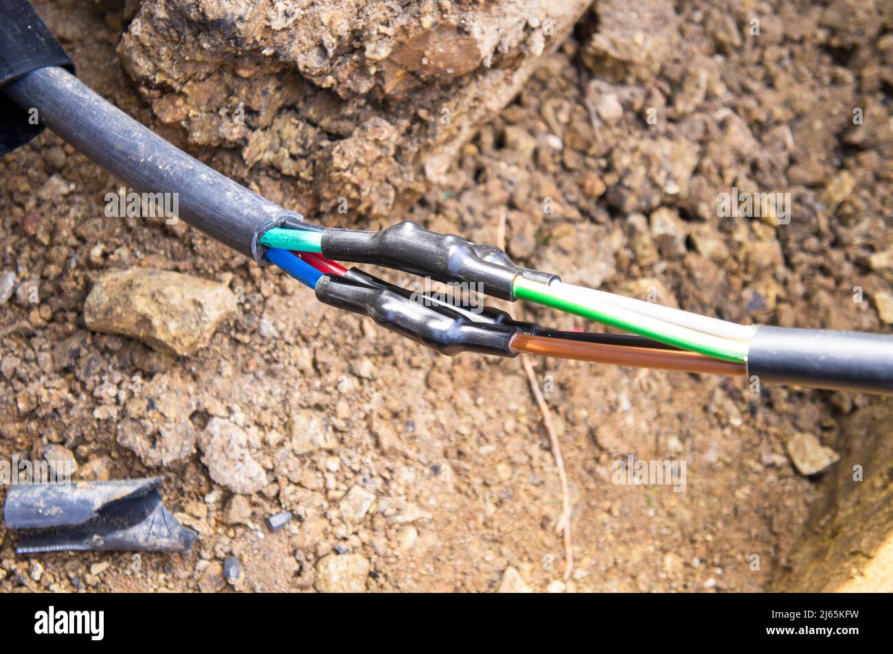 damaged underground cables when digging, snapped, broken power line cable, wiring, broken power ...