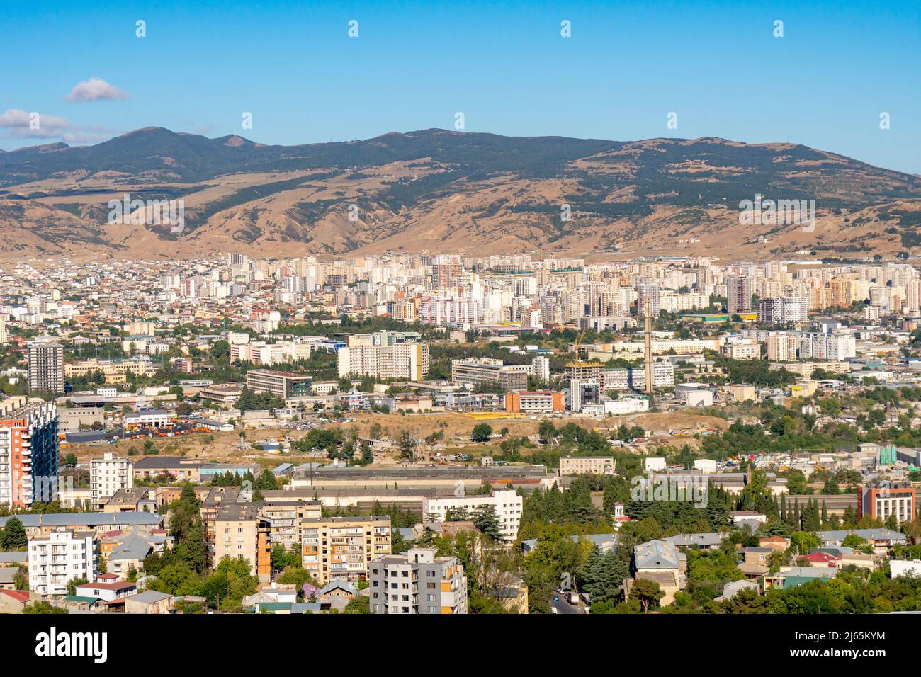 Residential area of Tbilisi, multi-storey buildings. Travel to Georgia ...