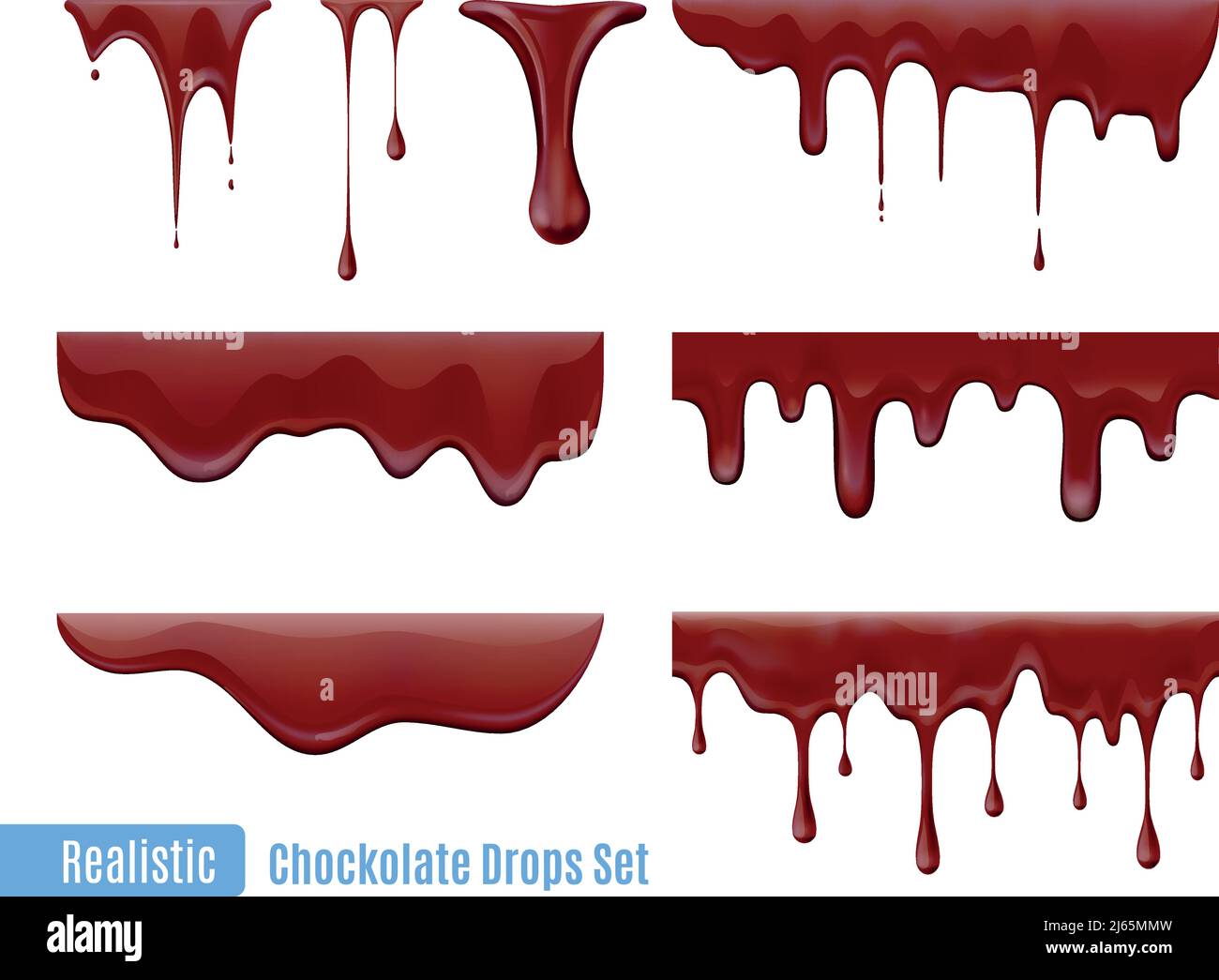 Melting dripping chocolate drops realistic set isolated vector ...