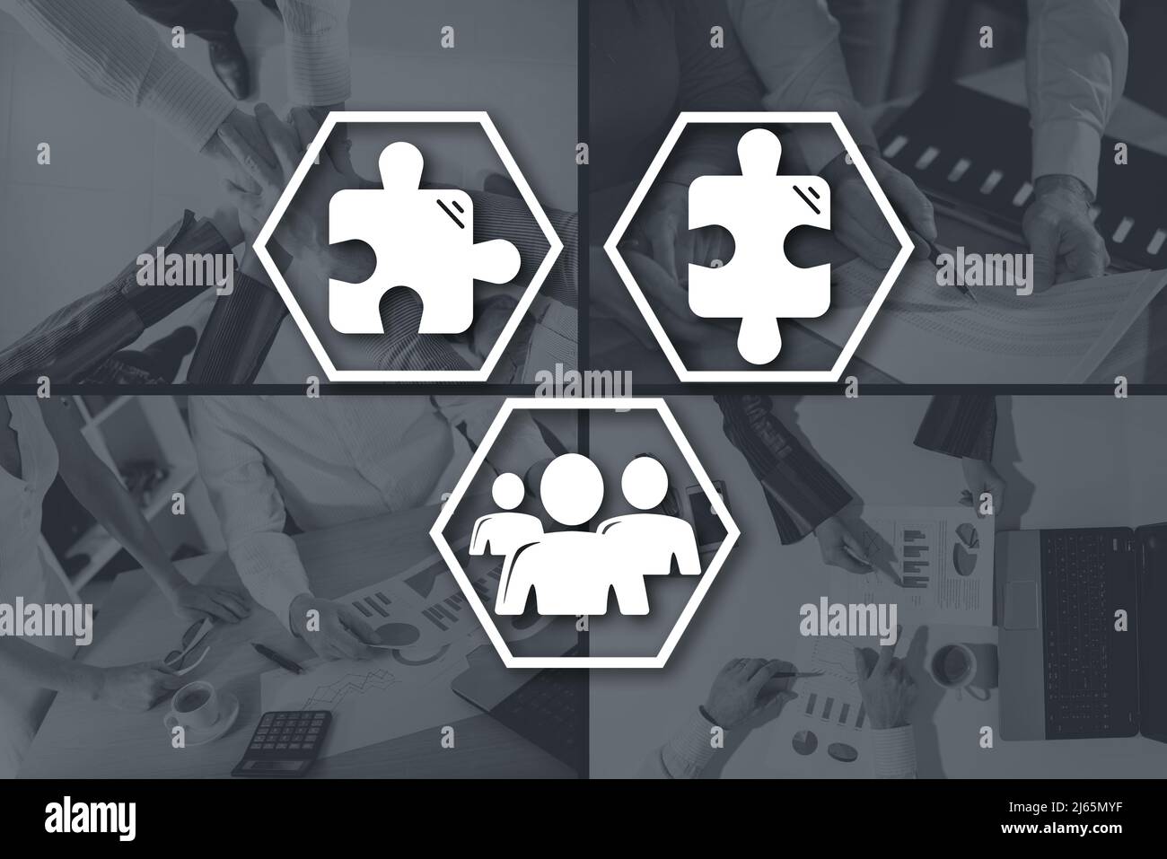 Teamwork concept illustrated by pictures on background Stock Photo - Alamy