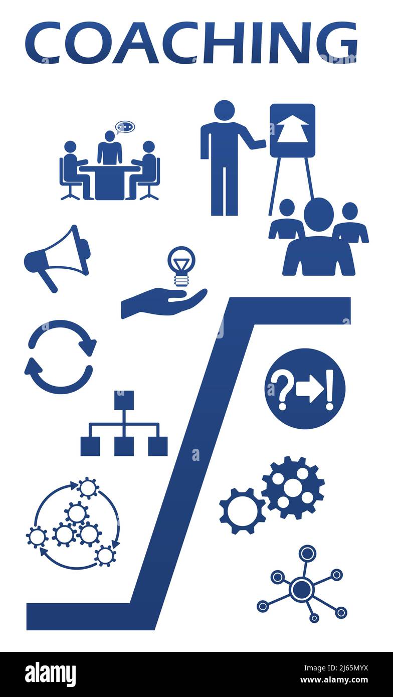 Coaching concept drawn on a white background Stock Photo - Alamy