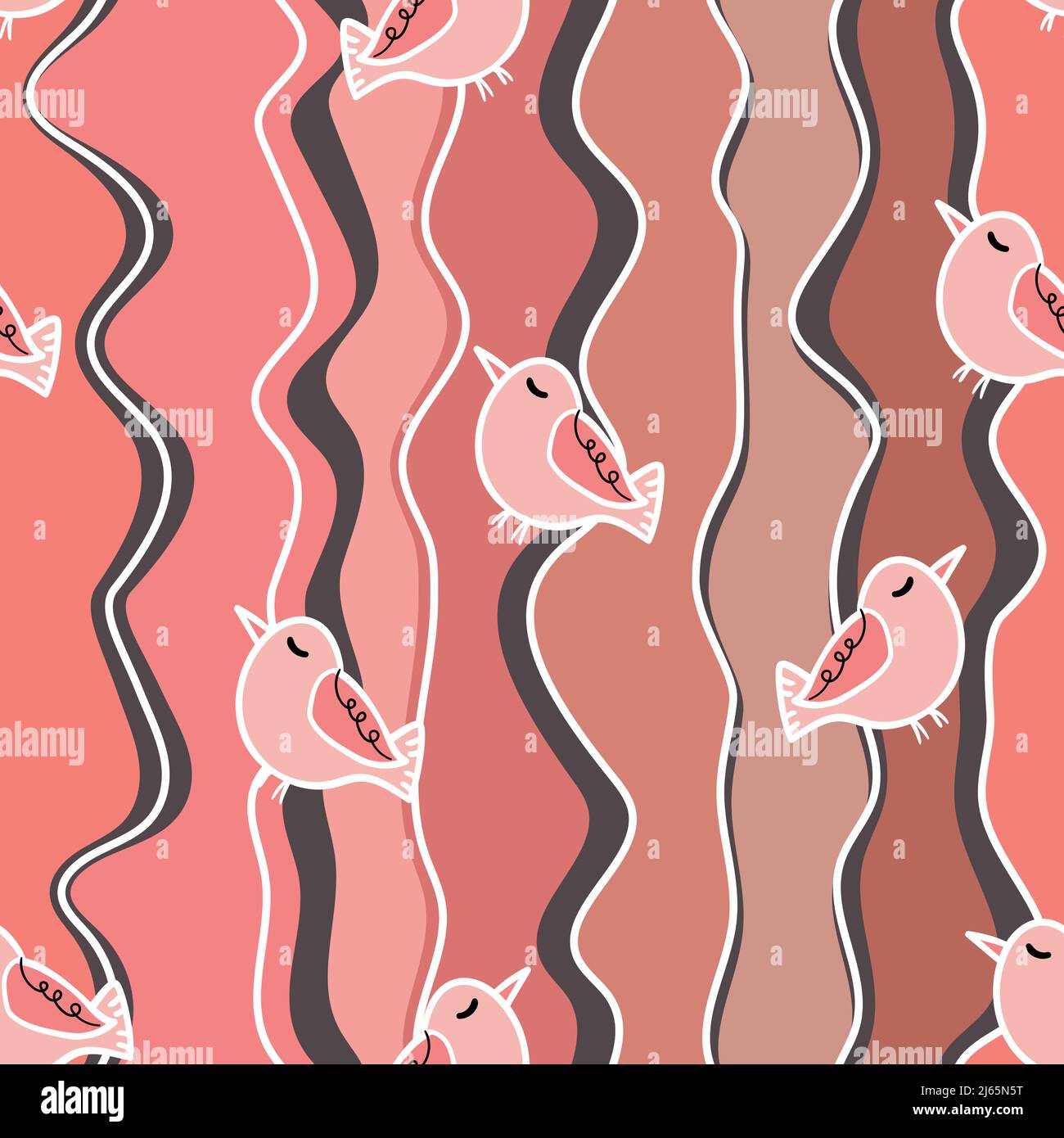 Seamless pattern with funny colorful birds. Color flat vector ...