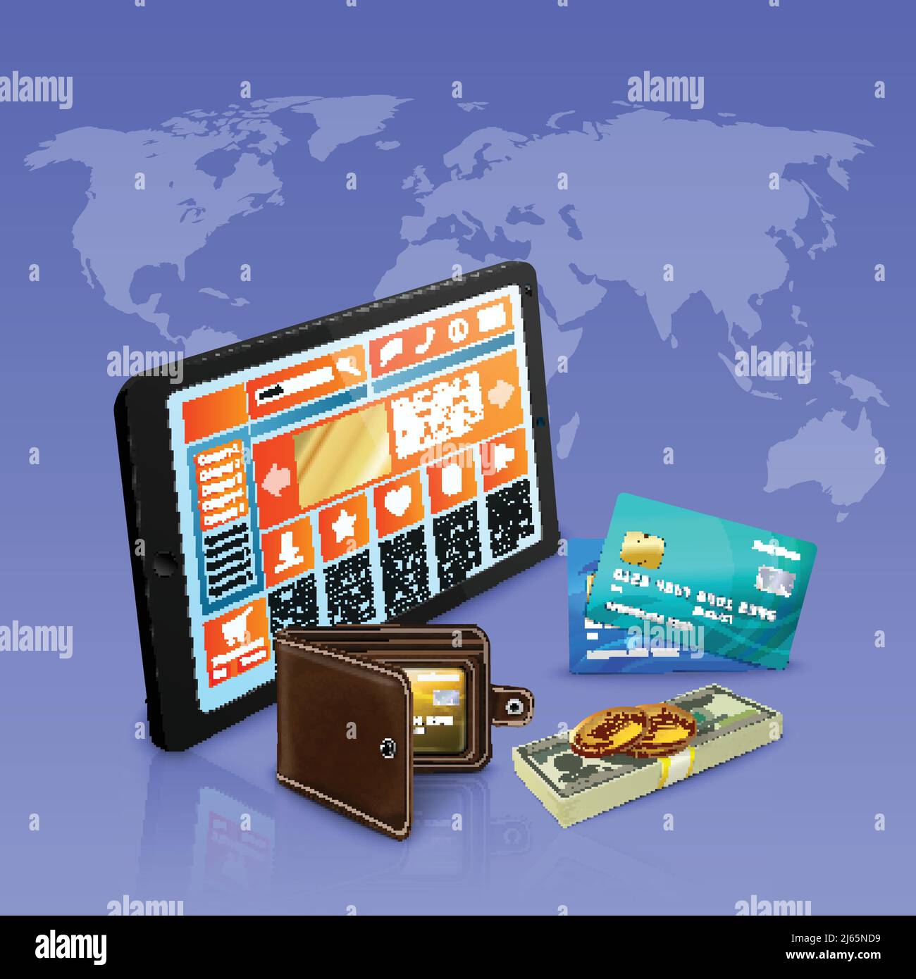 Internet shopping online payment with banking cards realistic ...