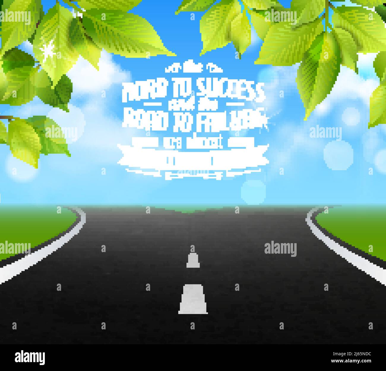 Road of life quotes with failure and success symbols realistic vector ...