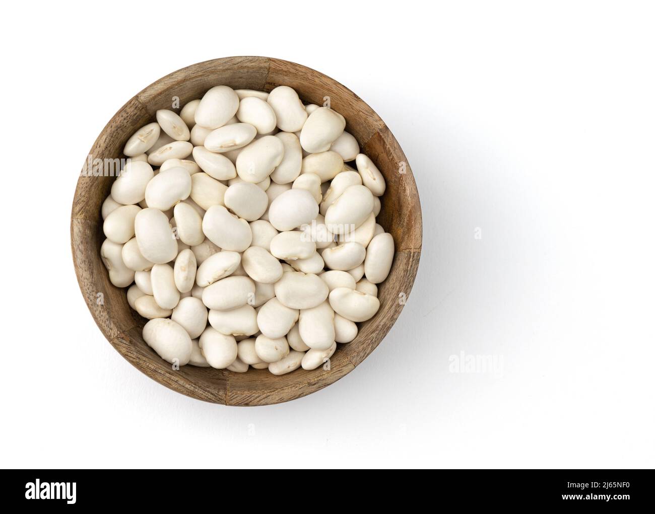 white kidney beans in wooden bowl isolated on white background, top ...