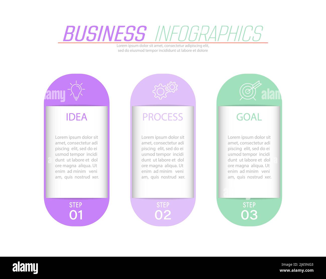 Business infographics. 3 stages of achieving the goal. Stages of the ...