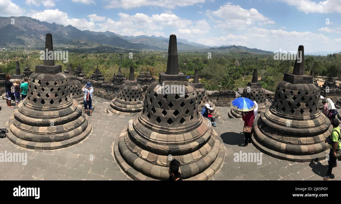 The Stupas and Courtyard of the Borobudur Temple Grounds Stock Photo ...