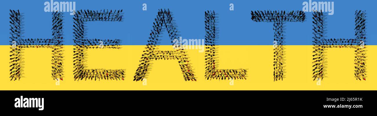 Concept or conceptual large community of people forming the HEALTH word ...