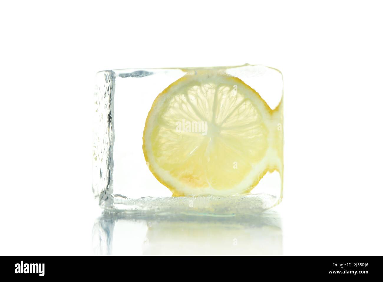 Ice with lemon isolated on white background Stock Photo - Alamy