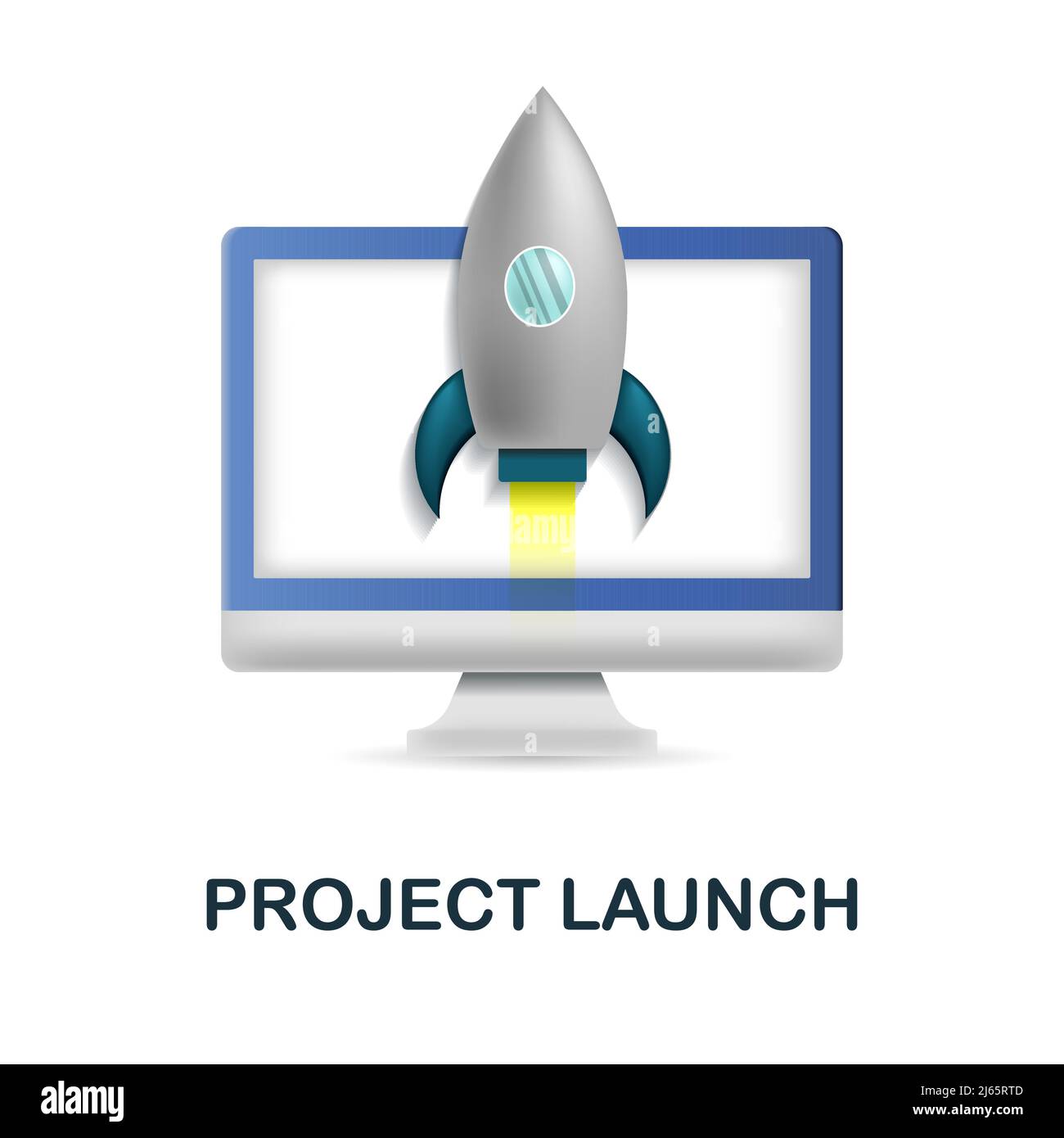 Project Launch icon. 3d illustration from startup collection. Creative ...