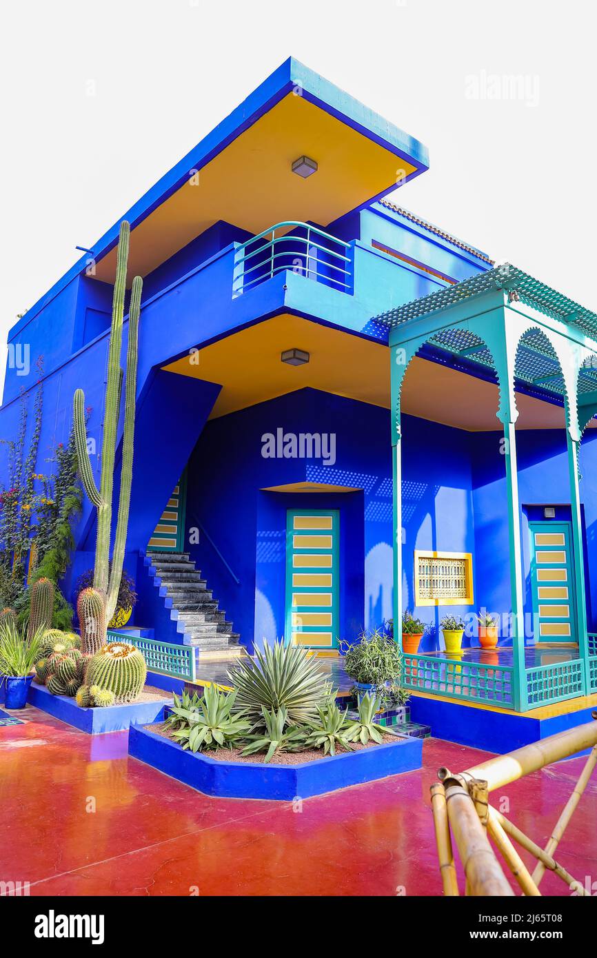 Blue Villa House in Majorelle Garden in Marrakech City, Morocco Stock ...