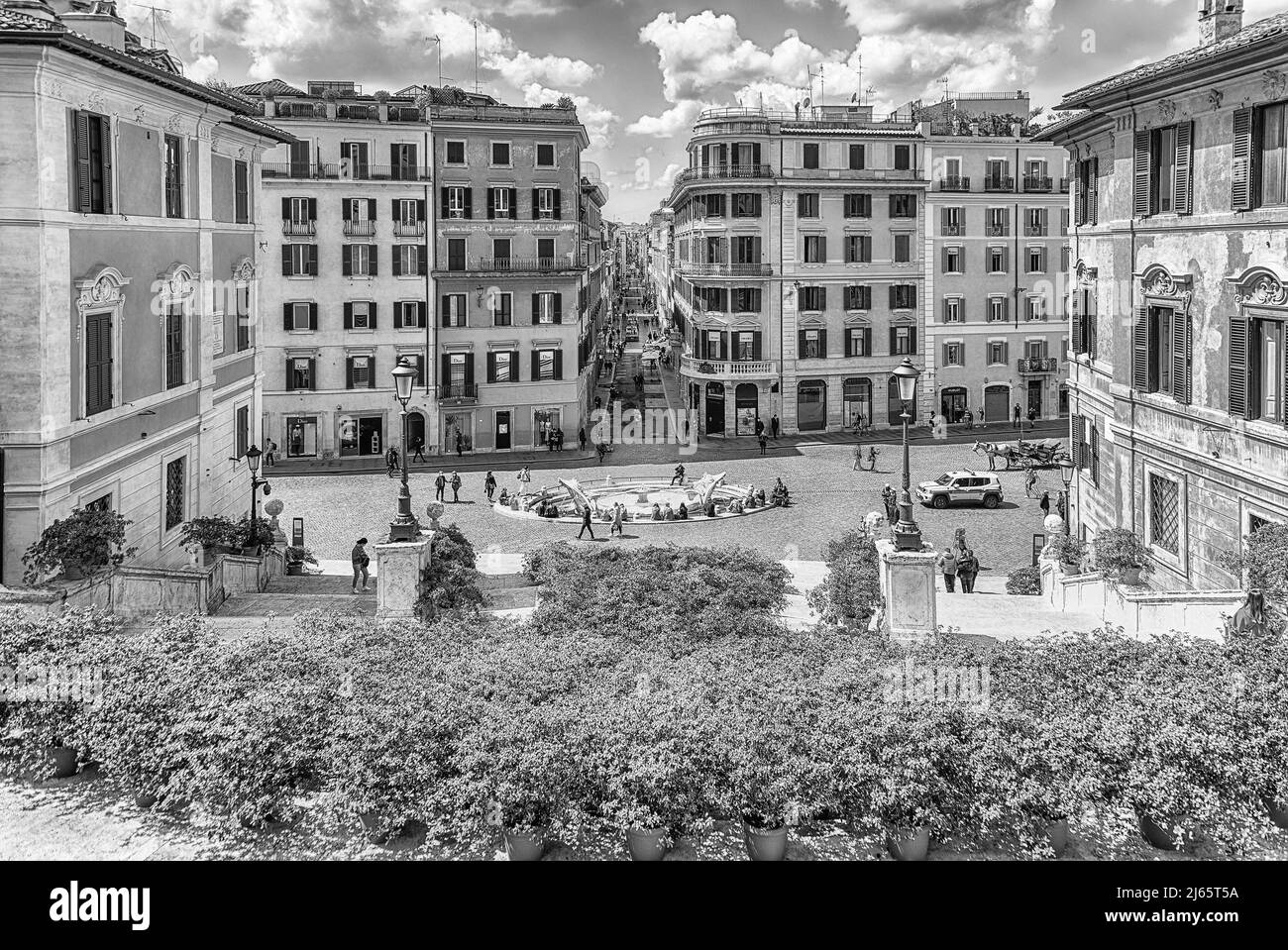 ROME - APRIL 14, 2021: Scenic view of Piazza di Spagna, iconic square ...