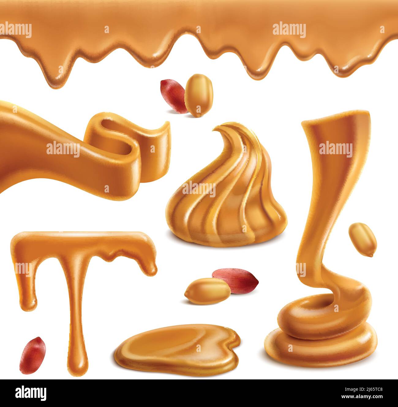 Peanut butter spread paste funny spiral figures melted puddles ...