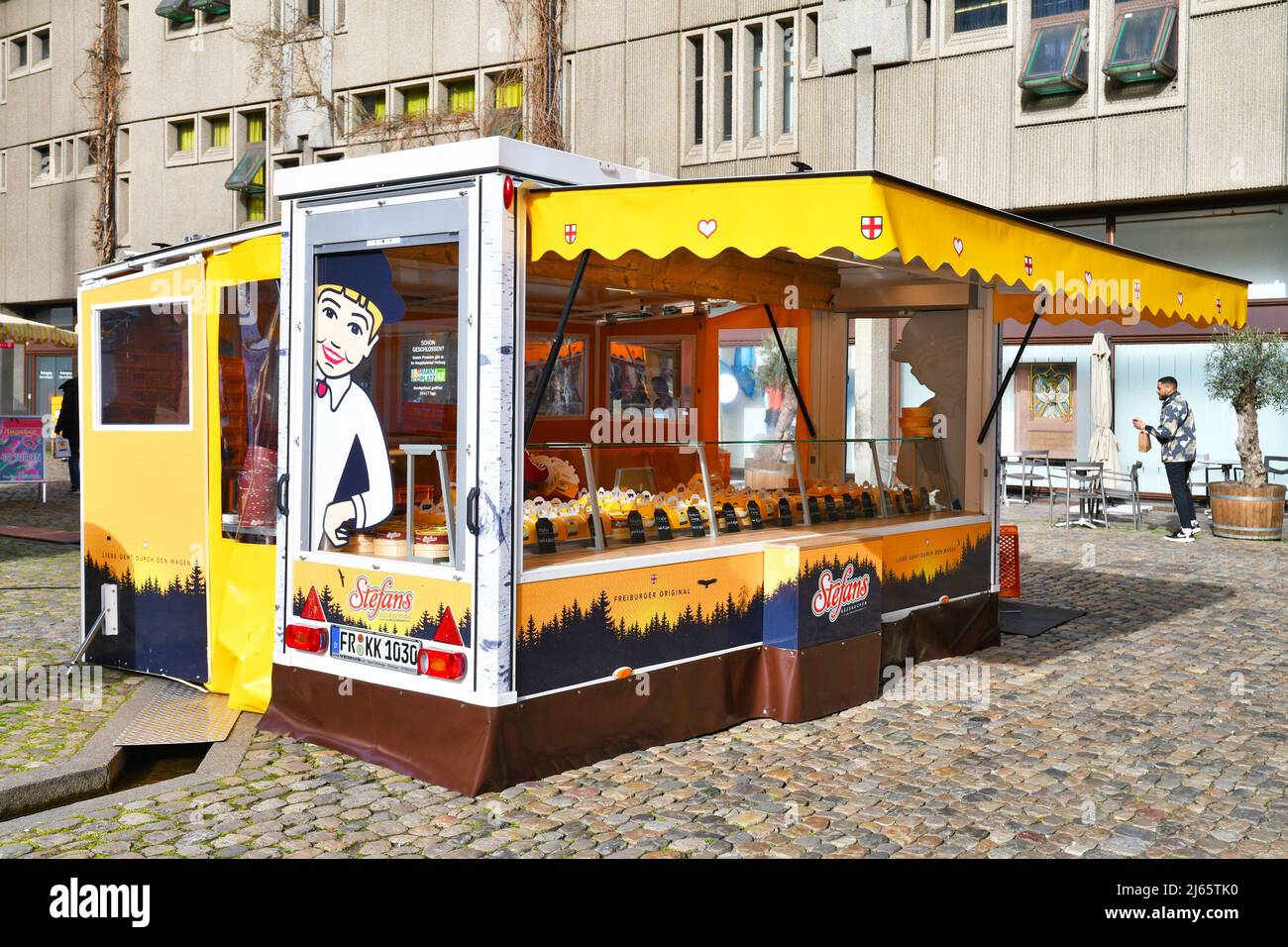 Freiburg, Germany - April 2022: Food truck called 'Stefan's Käsekuchen ...