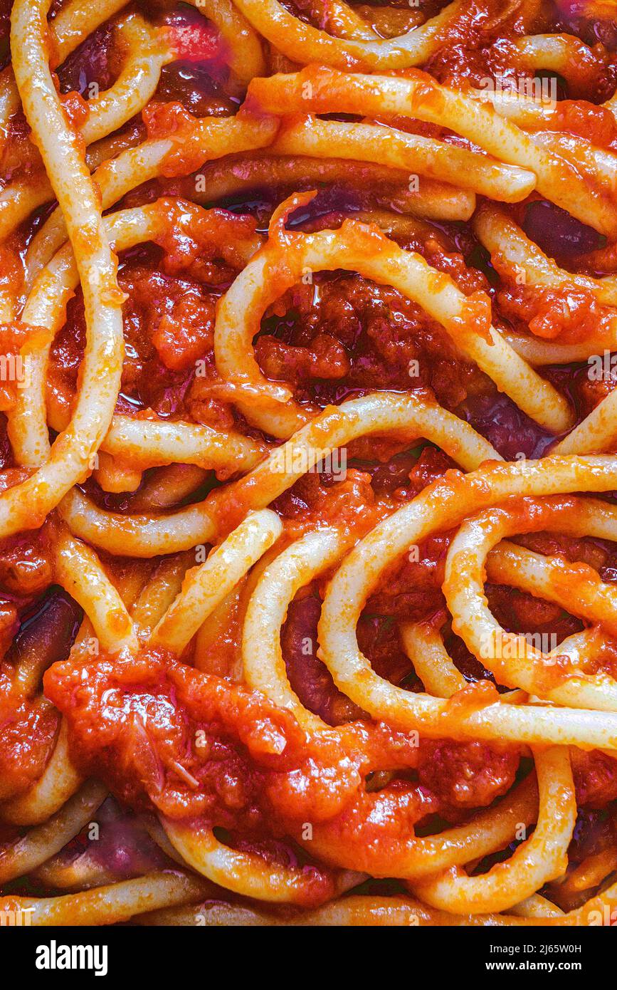 Macro Photography of Spaghetti with Tomato Sauce Stock Photo - Alamy