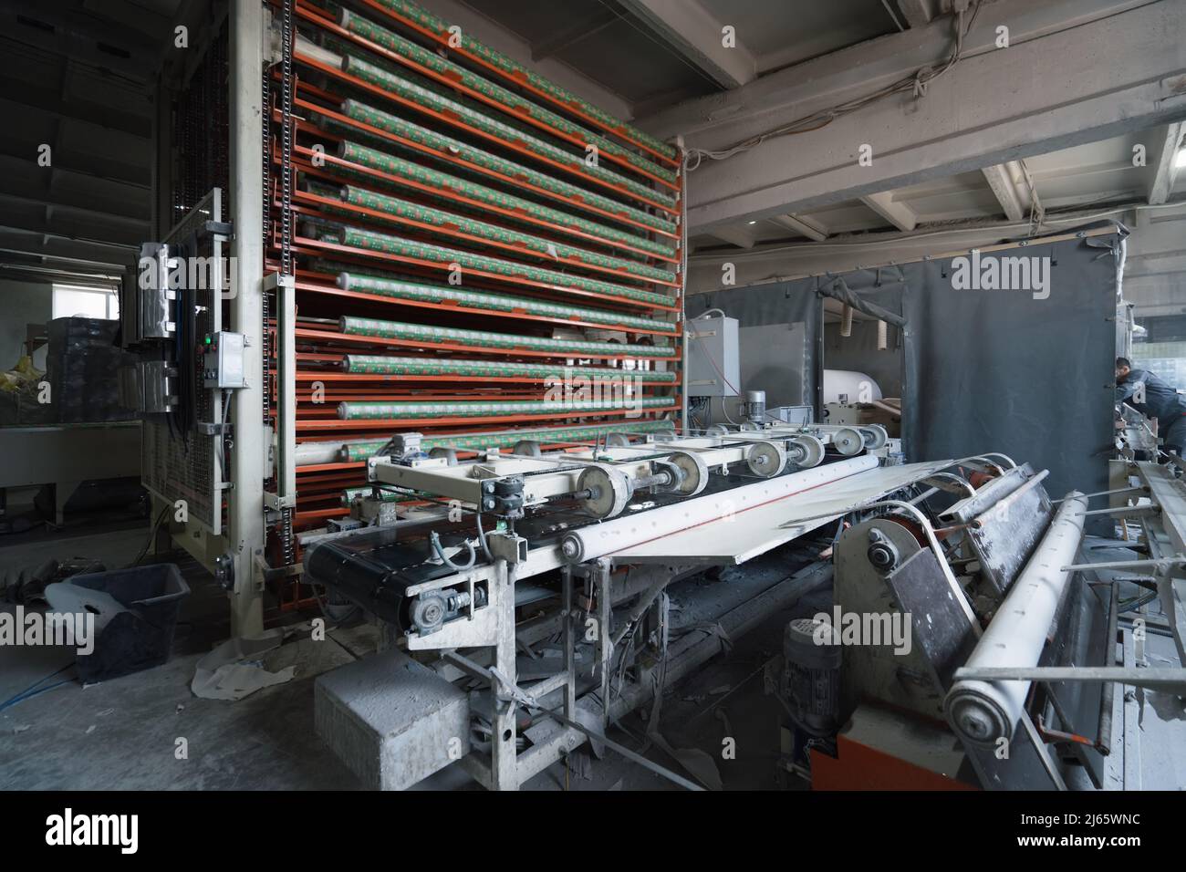 Automated machine at factory for production of toilet paper and other ...