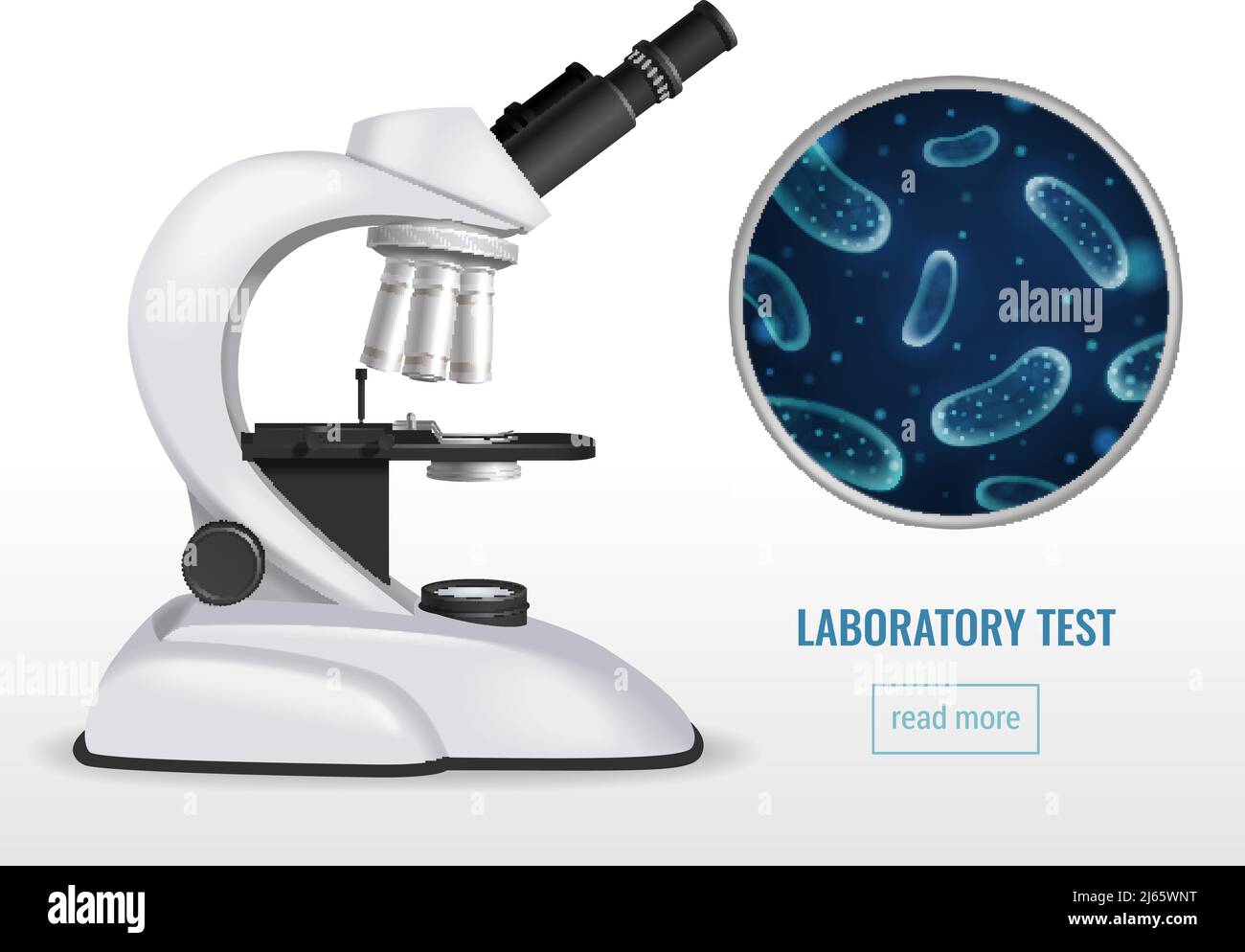 Laboratory test realistic vector illustration with microscope image and ...