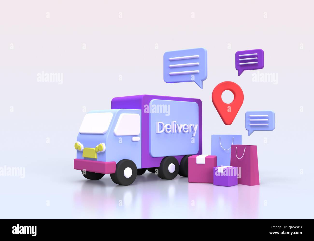 Shopping online and delivery with truck concept illustration for ...