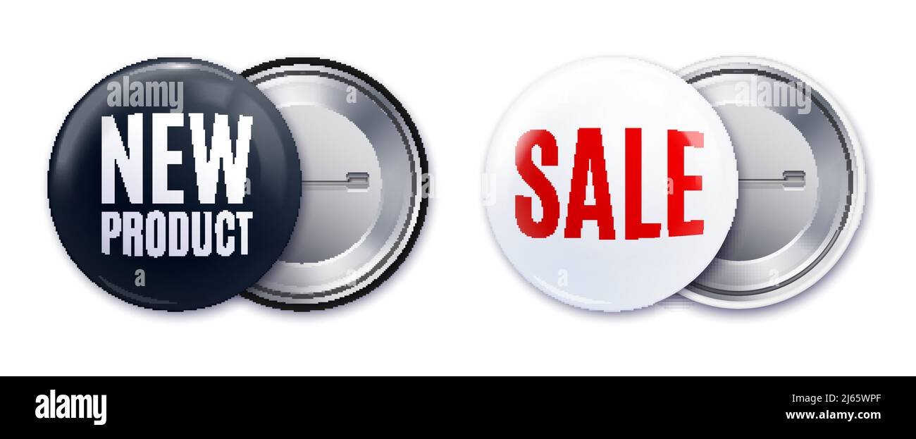 New product badge realistic black white mockup set isolated vector ...