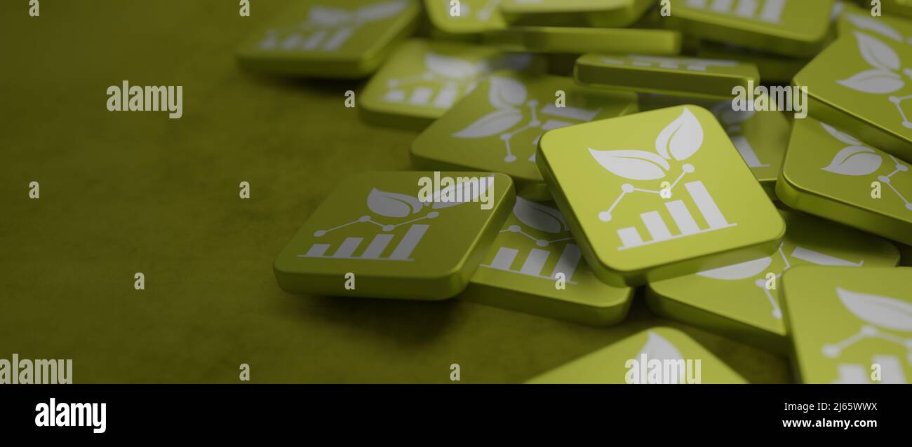 CSR concept leaf with green background. Green economy concept 3d render ...