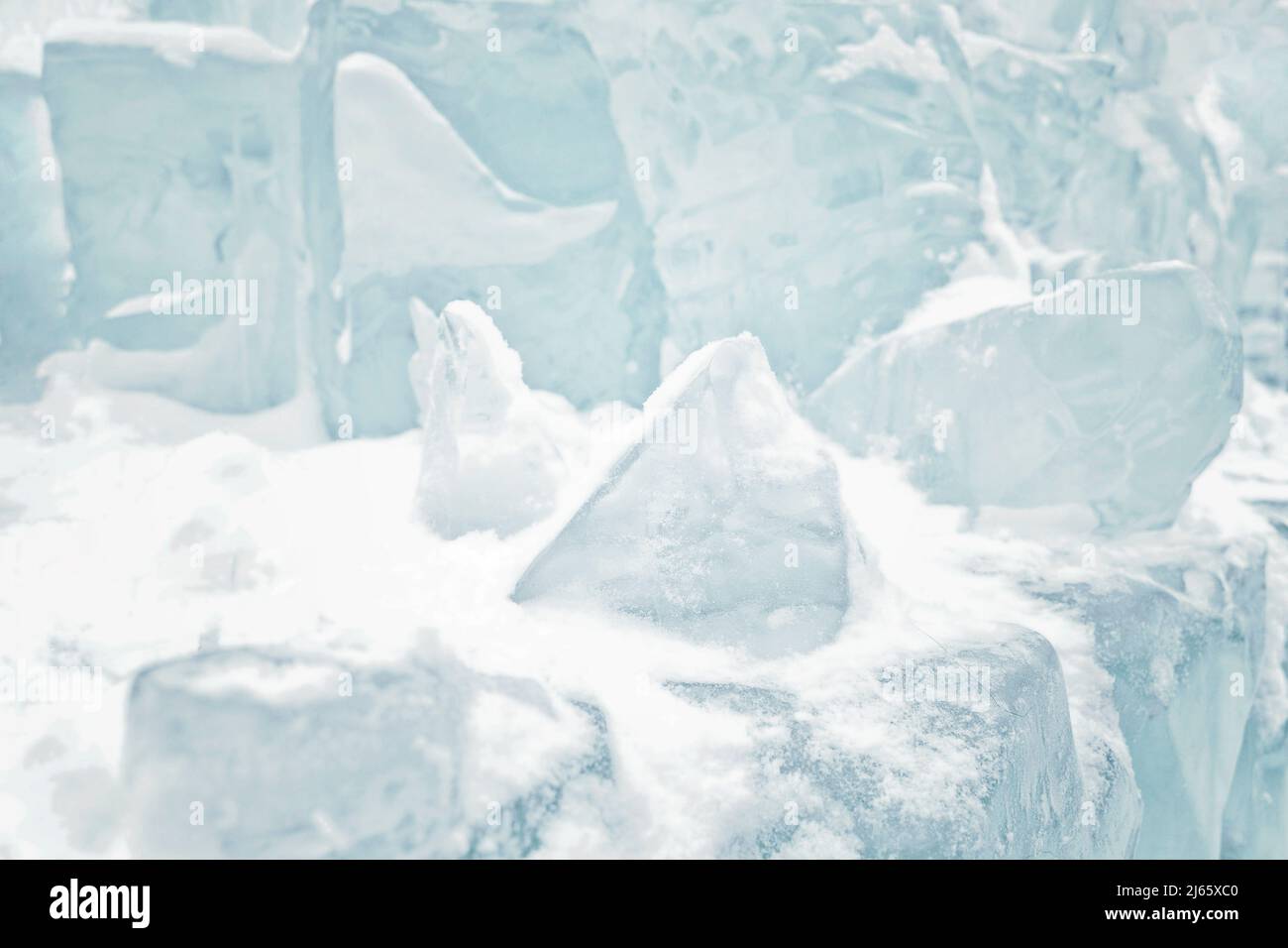 Backdrop with blue ice, snow. Nature in Russia. Frost, blue ice Stock ...