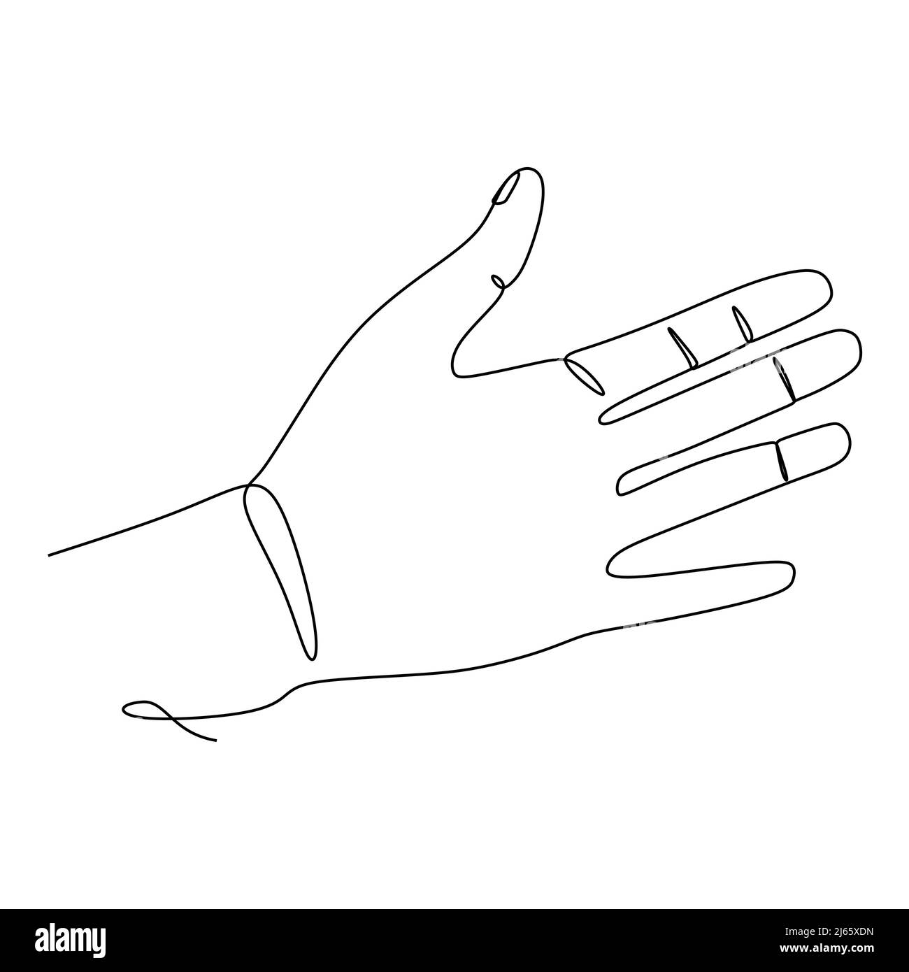 Number five Hand gesture language alphabet continuous line drawing ...