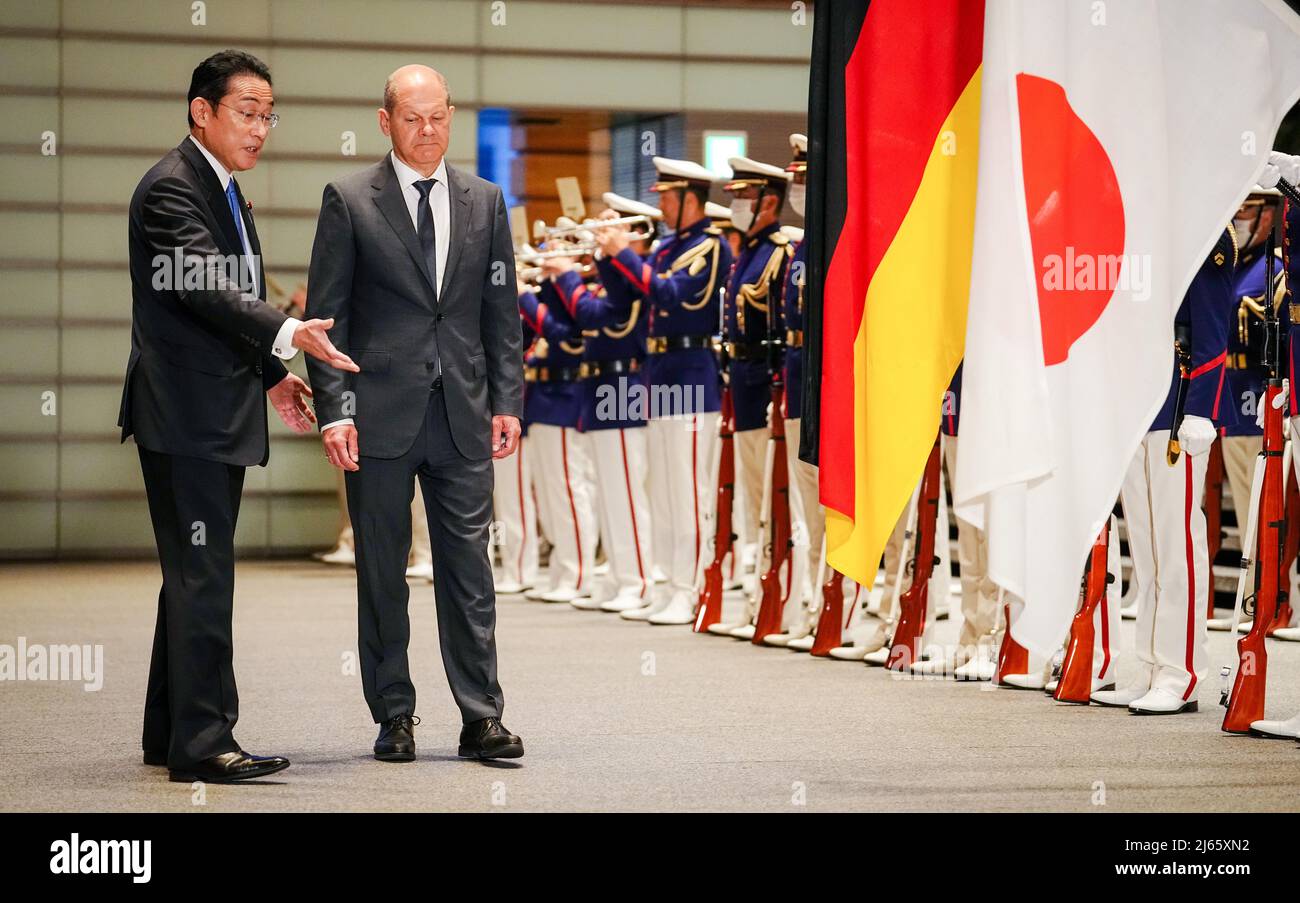 Tokio, Japan. 28th Apr, 2022. German Chancellor Olaf Scholz (SPD) is ...