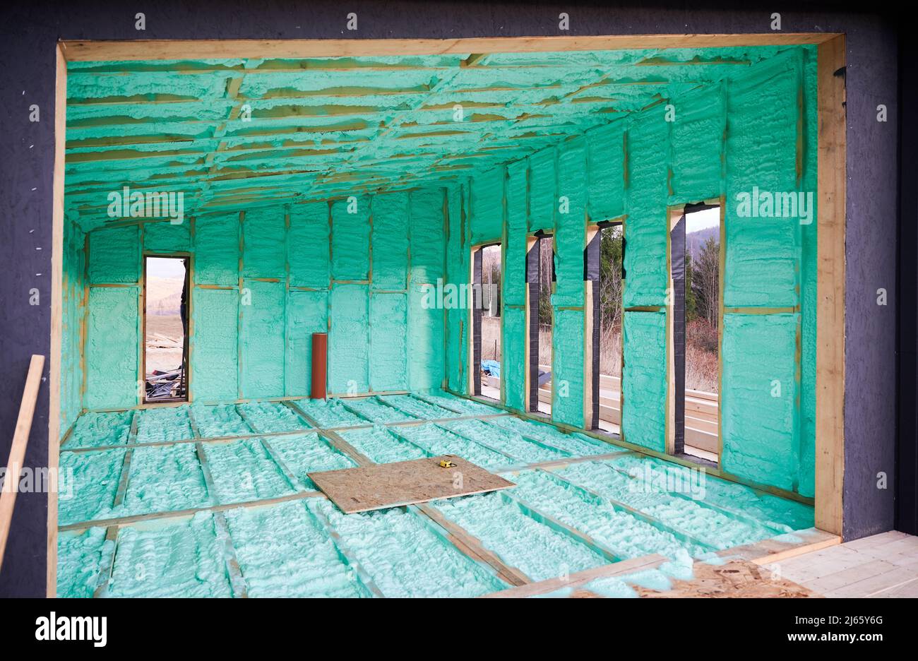 Wooden frame house in the Scandinavian style barnhouse thermal ...