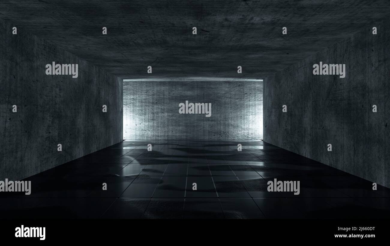Abstract long dark empty tunnel interior 3d illustration Stock Photo ...