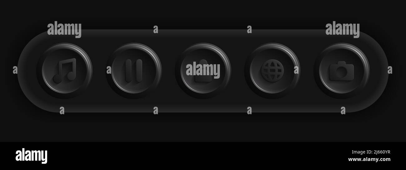Black Icons. Set of Different Ui Buttons. Vector illustration Stock ...