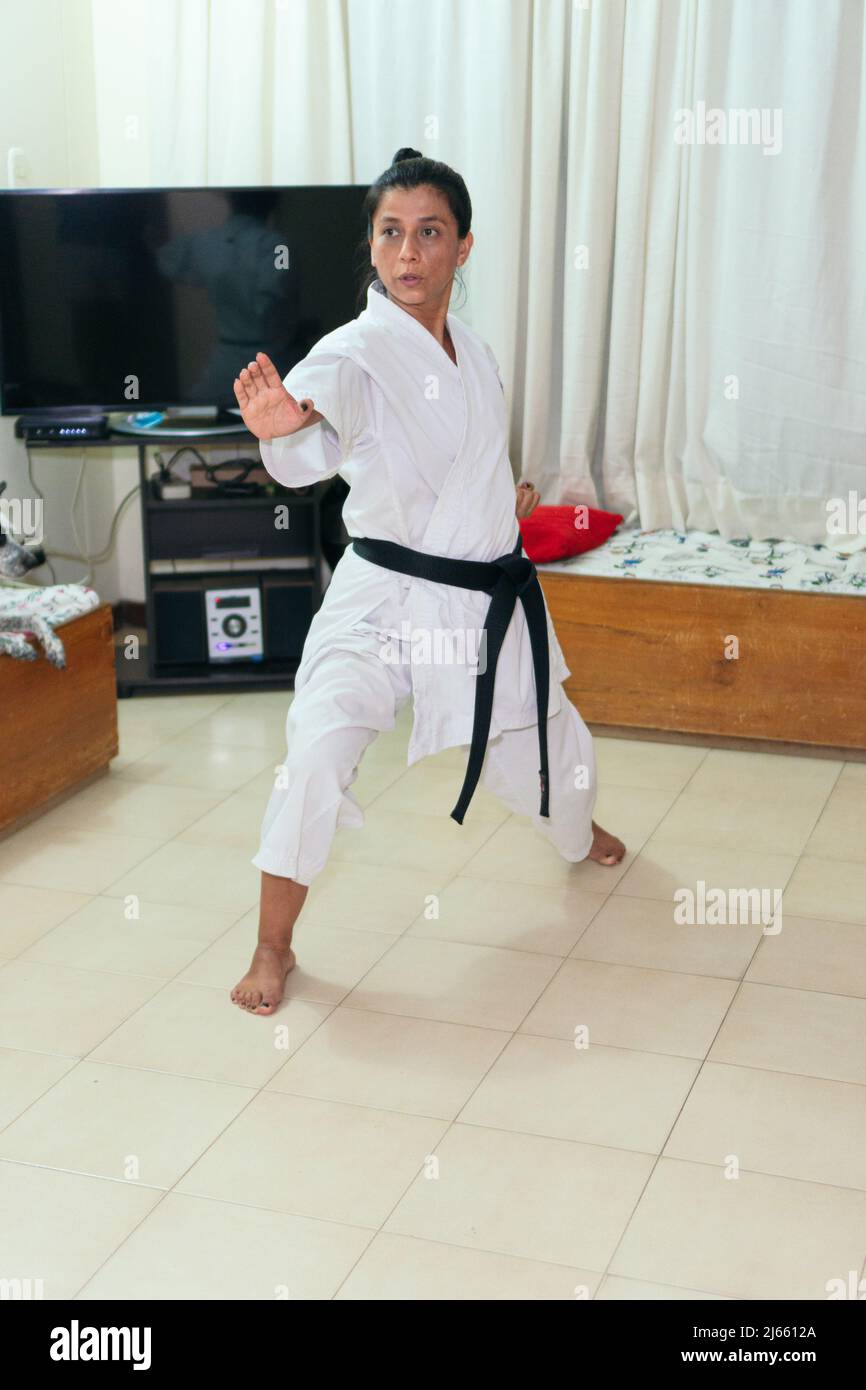 Karate master practicing martial arts Stock Photo - Alamy