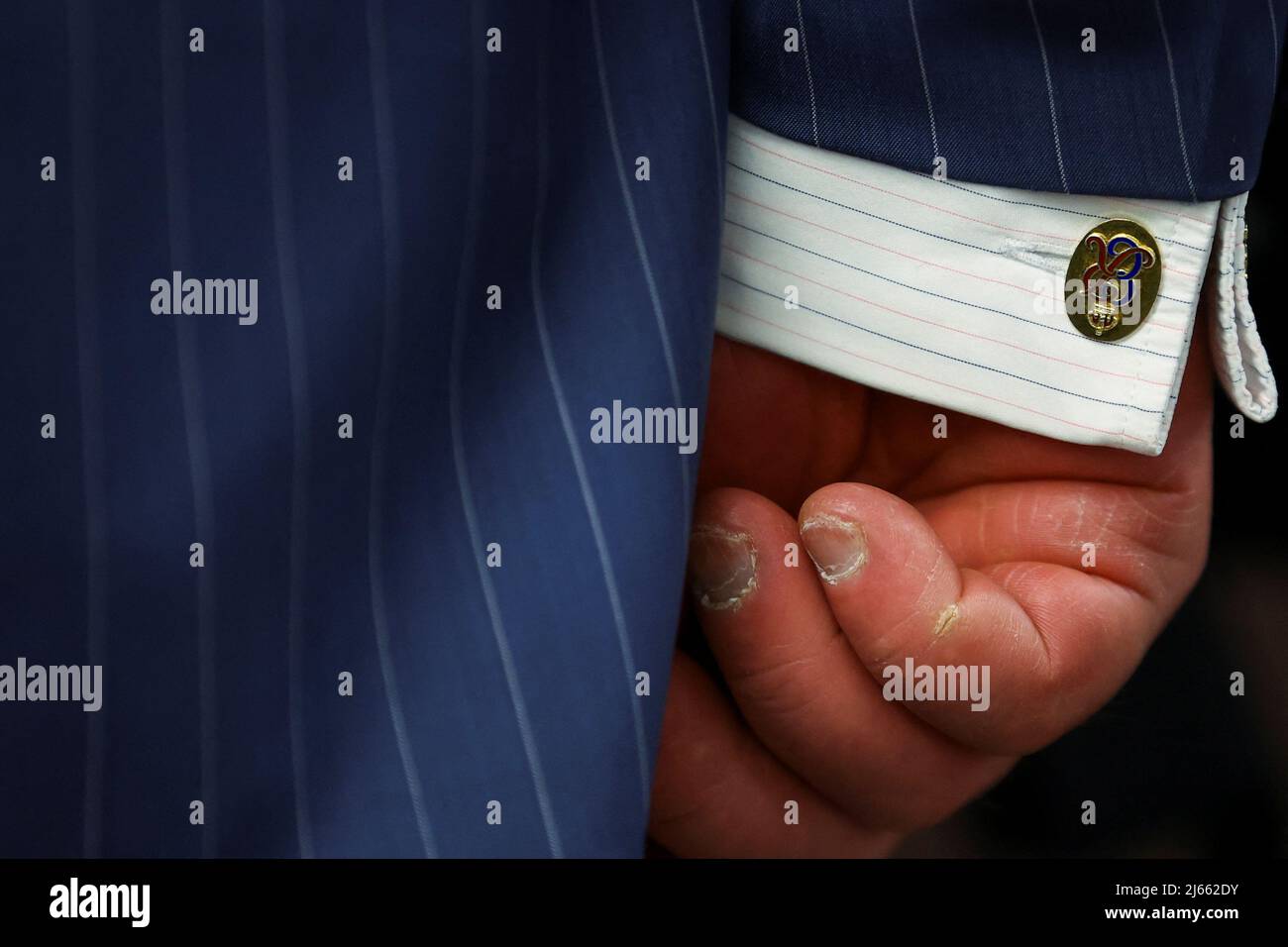 Detail of the Prince of Wales hand during a visit to the BBC World ...