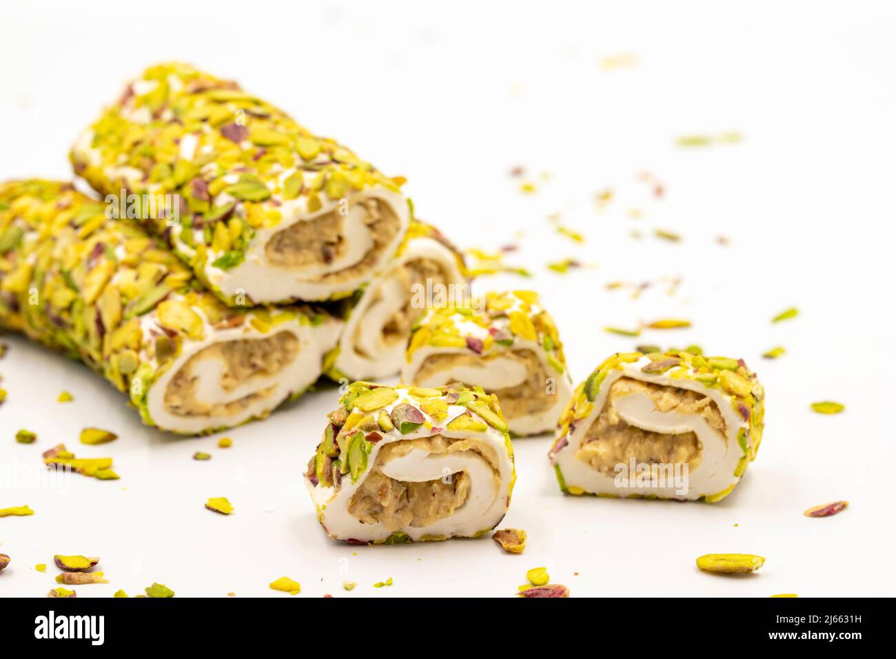 Turkish Delight with Pistachio. Turkish delight with cream filling ...