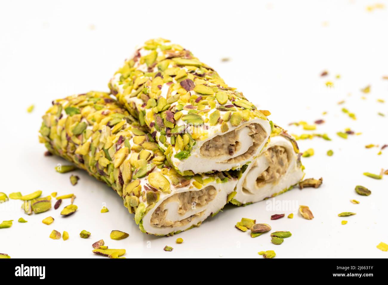Turkish Delight with Pistachio. Turkish delight with cream filling ...