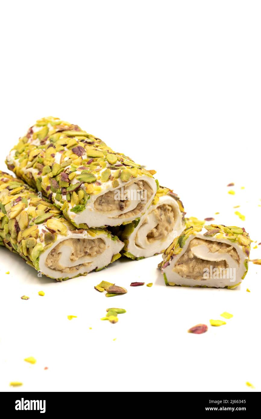 Turkish Delight with Pistachio. Turkish delight with cream filling ...