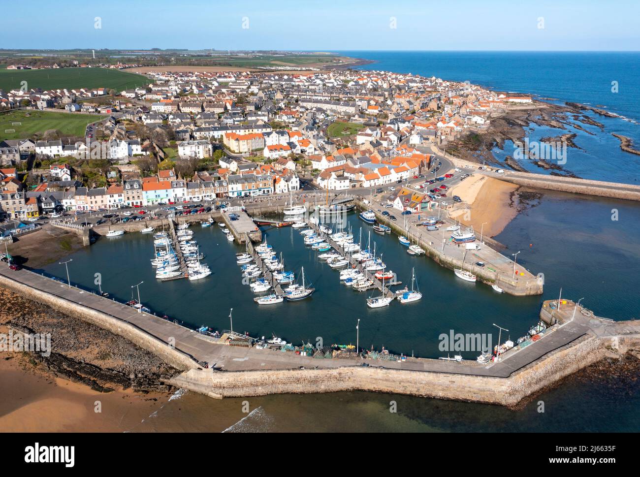 Aerial view of Anstruther harbour, East Neuk of Fife, Scotland Stock ...