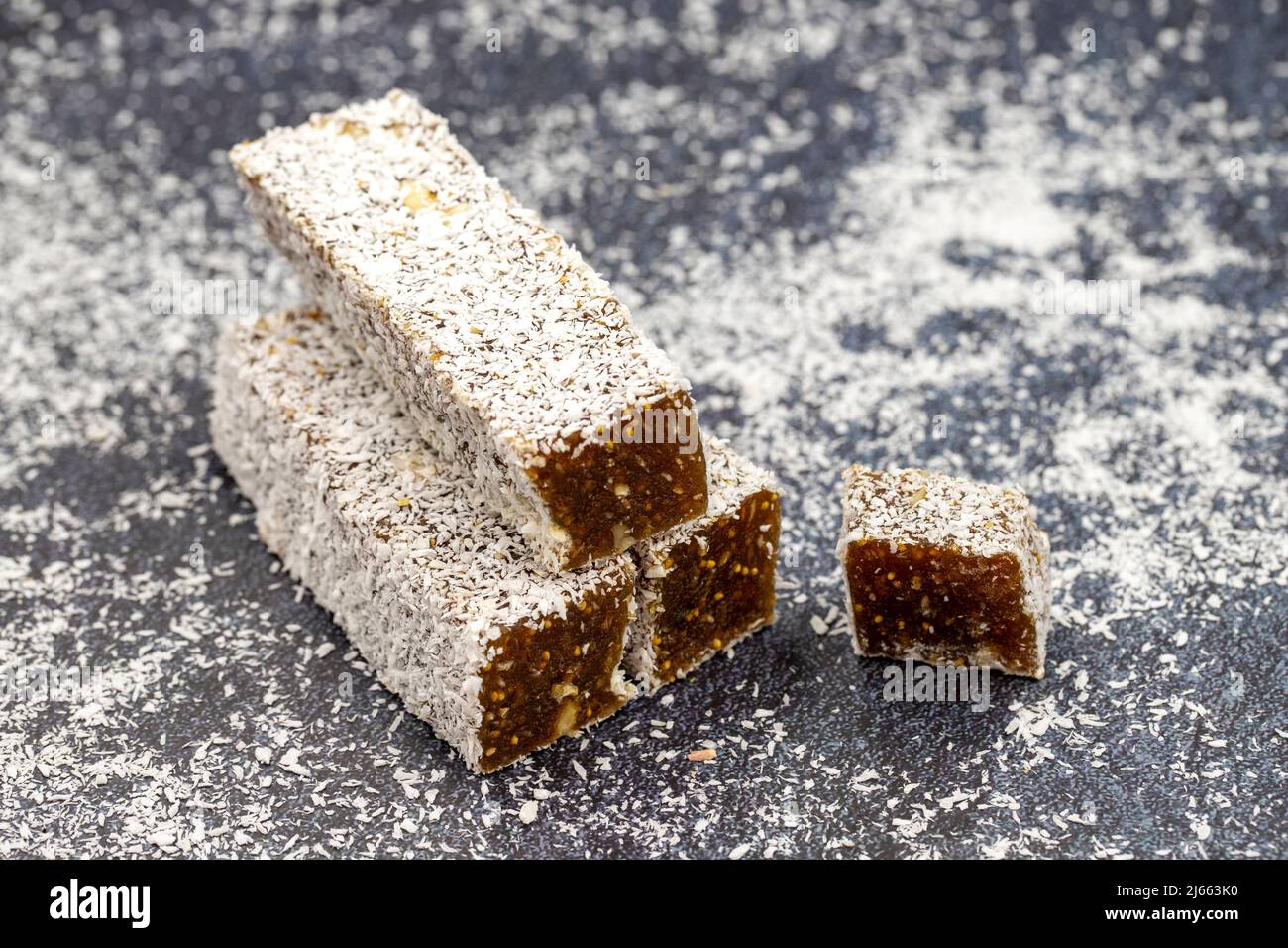 Fig Turkish Delight. Traditional Turkish cuisine delicacies. close up ...